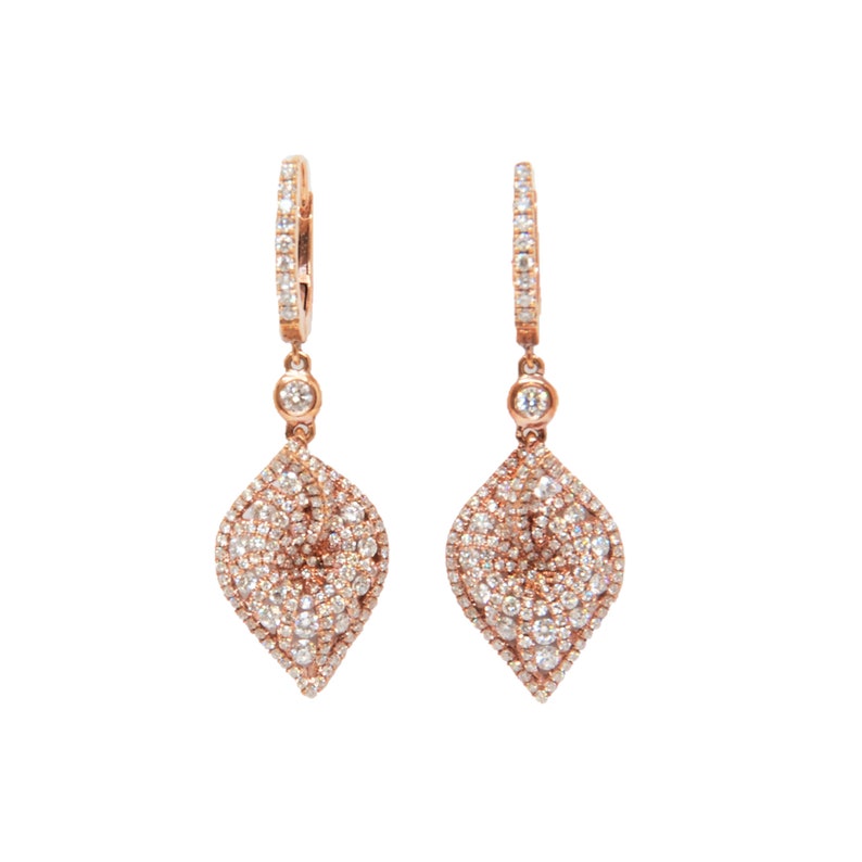 Rose Gold Diamond Earrings - Etsy