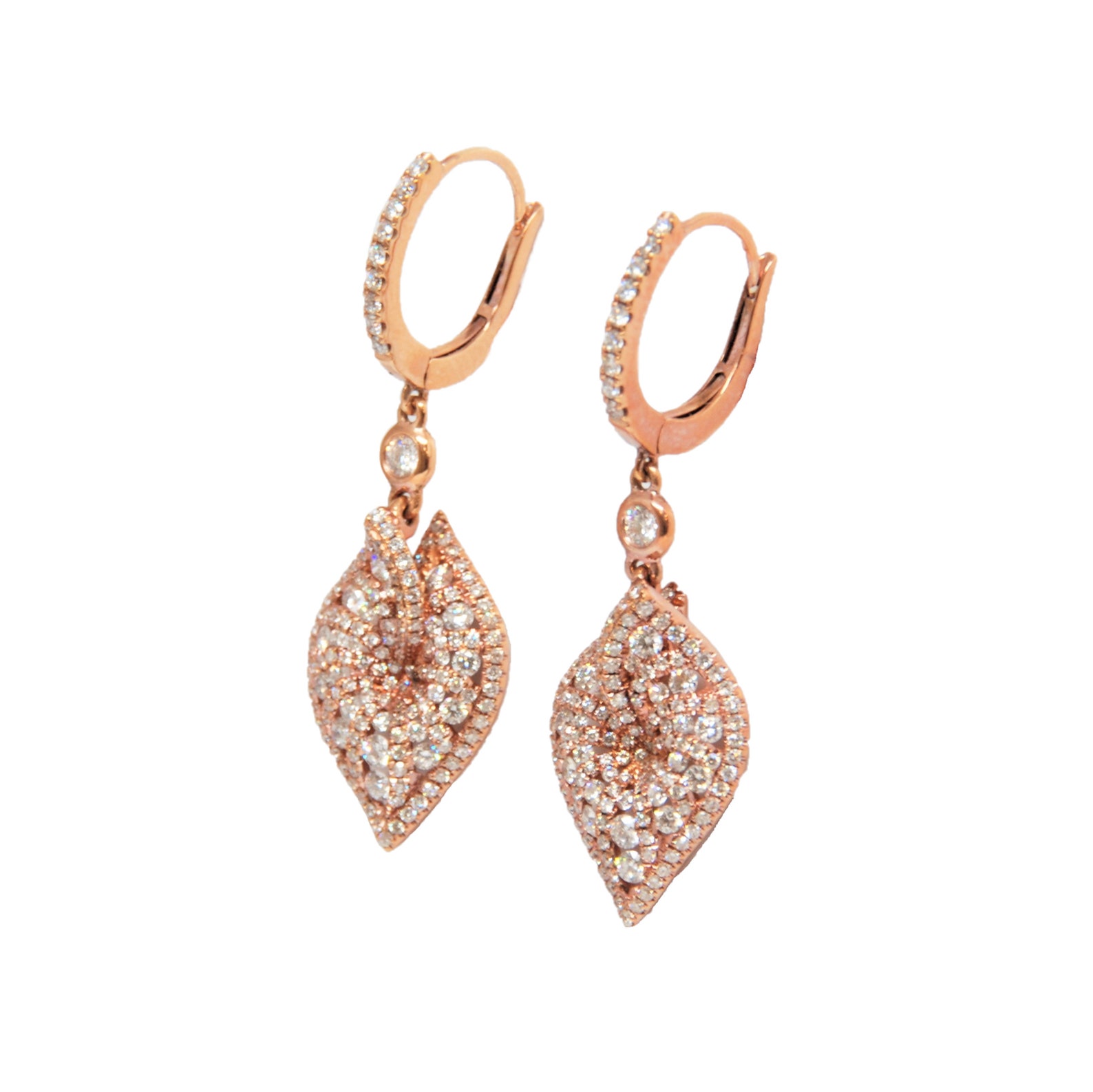 Rose Gold Diamond Earrings - Etsy