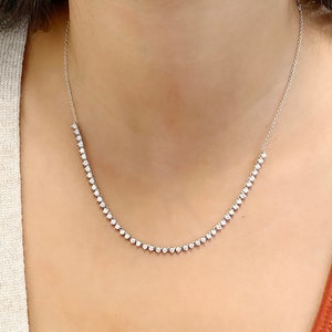 Halfway Diamond Tennis Necklace - Etsy