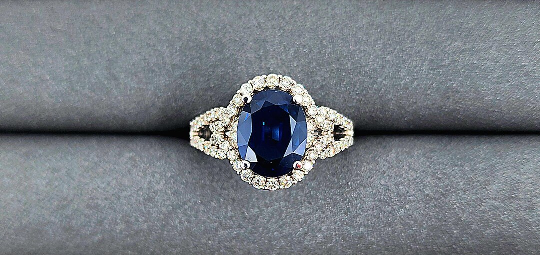 3.64 Ct Natural Sapphire & Diamond Ring - Etsy