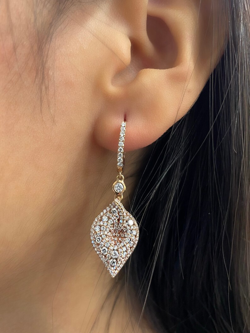Rose Gold Diamond Earrings - Etsy