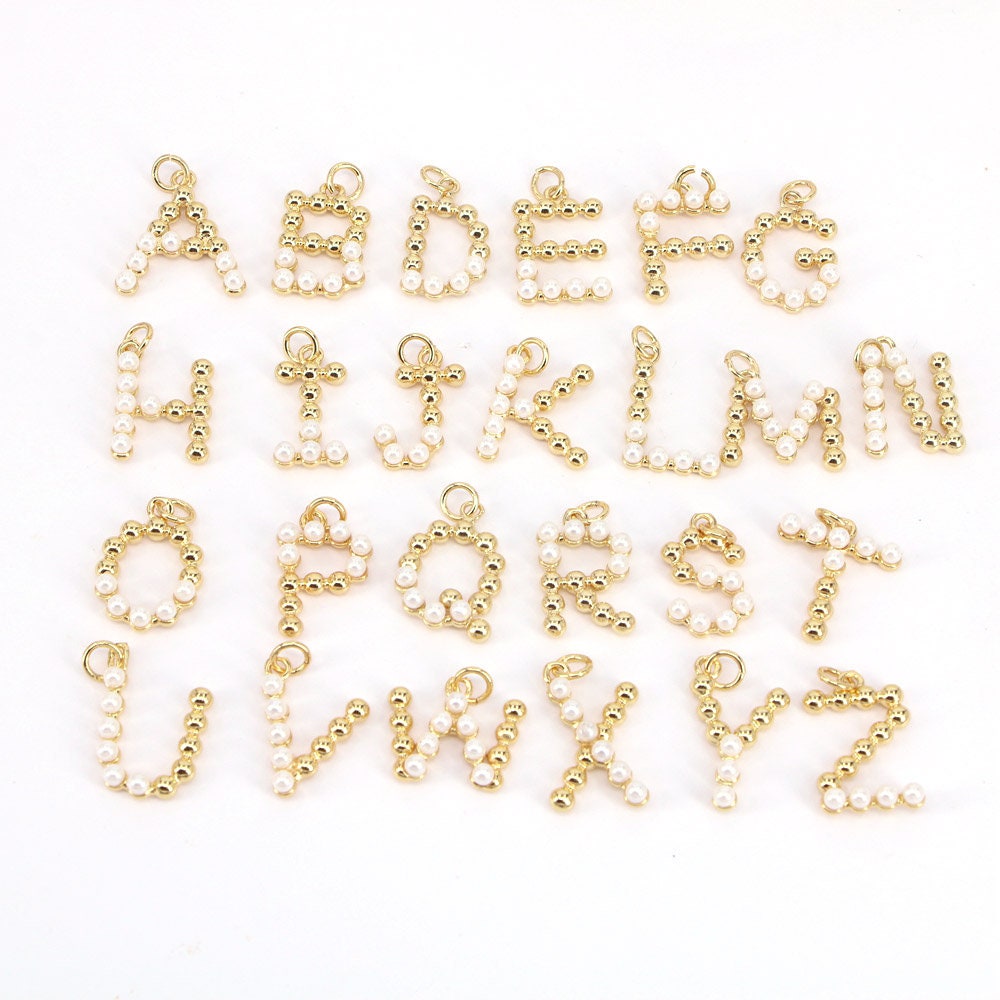 10PCS Alphabet Pearl Initial Letter Pearl Initial Charm - Etsy