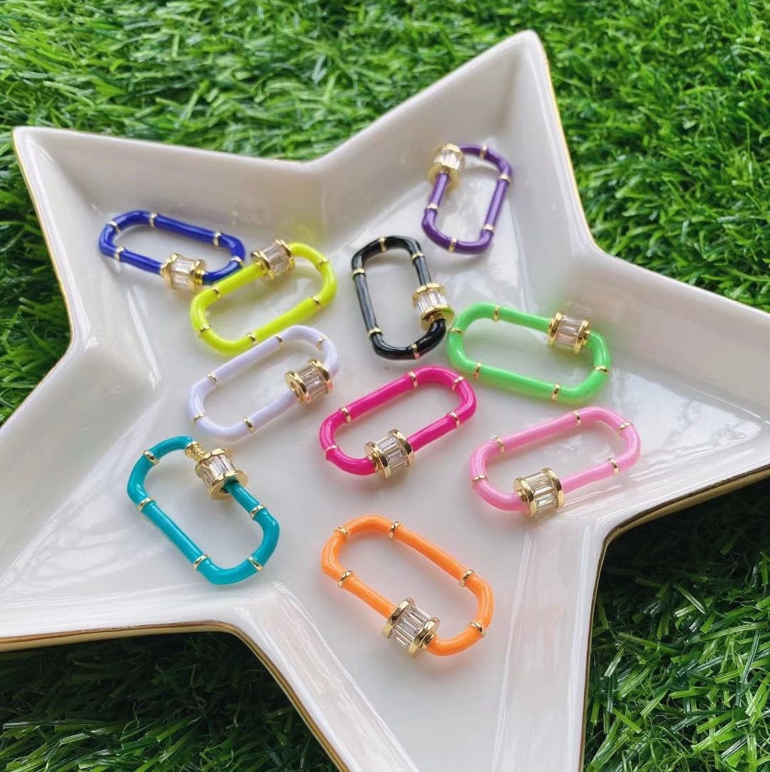 5-10PCS, Enamelled Push Lock, Geometric Push Gate Clasp, Push Clasp ...
