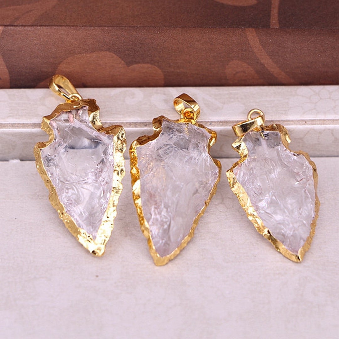 Charm Arrow Quartz Pendants White Quartz Druzy Pendants Gold - Etsy
