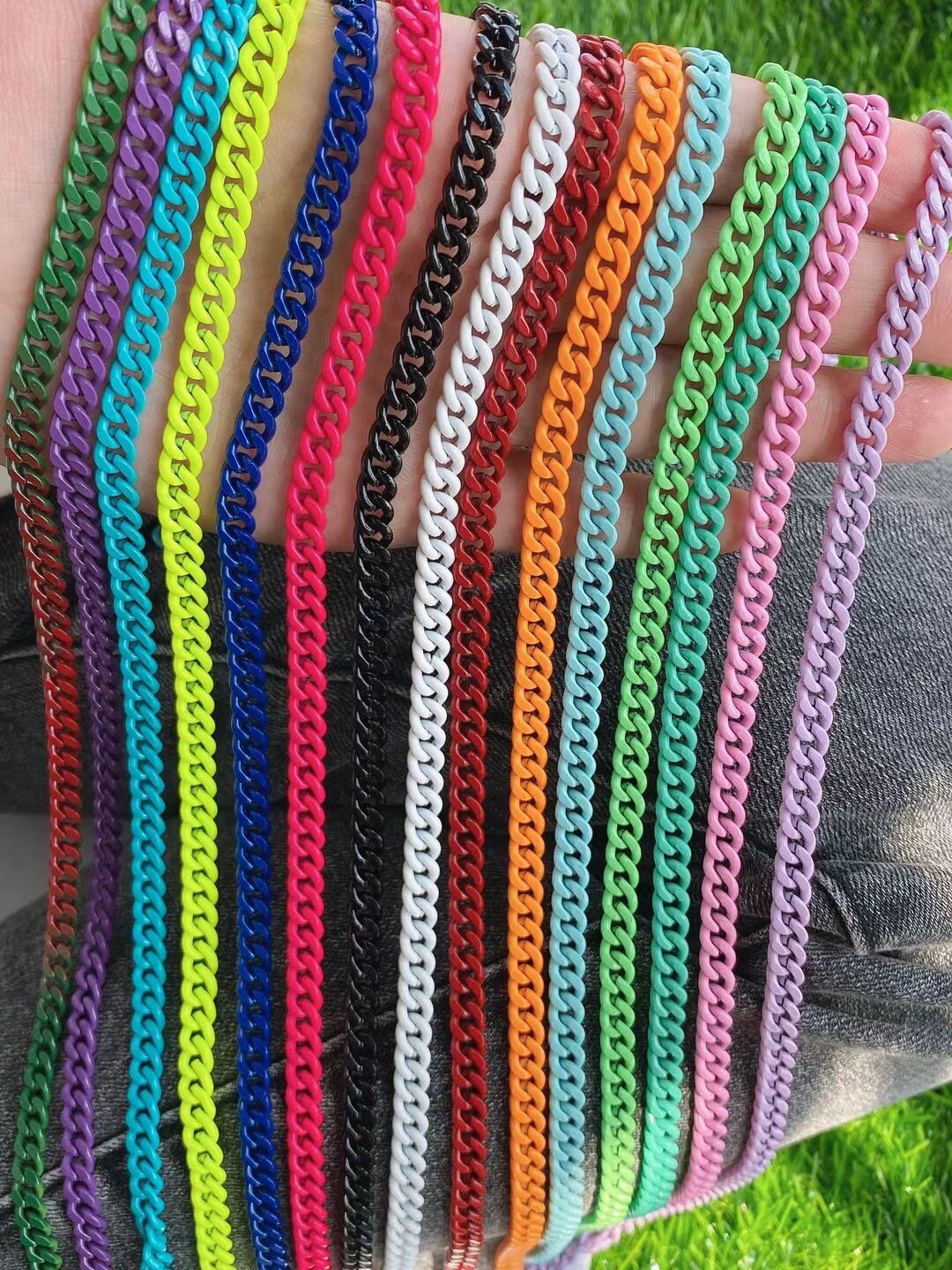 3 5 Meters, Colorful Enamel 6mm Cuban Curb Chain, Gold Enamel Chain on ...