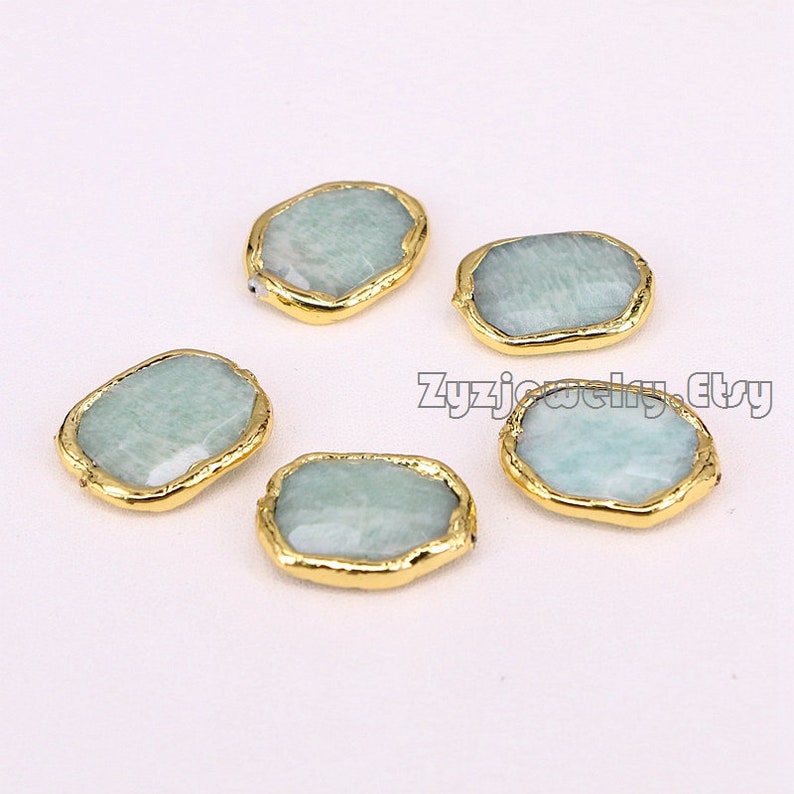 6/10pcs Faceted Beads Gold Plated Edged Amazon Stone - Etsy