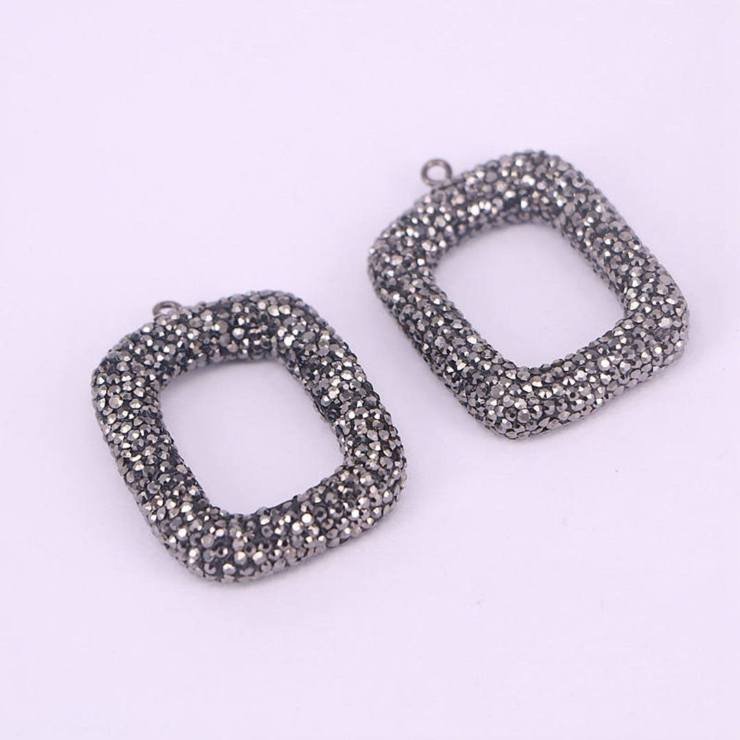 2/6/10pcs Rectangle Square Shaped Crystal Rhinestone Setting Pendant ...