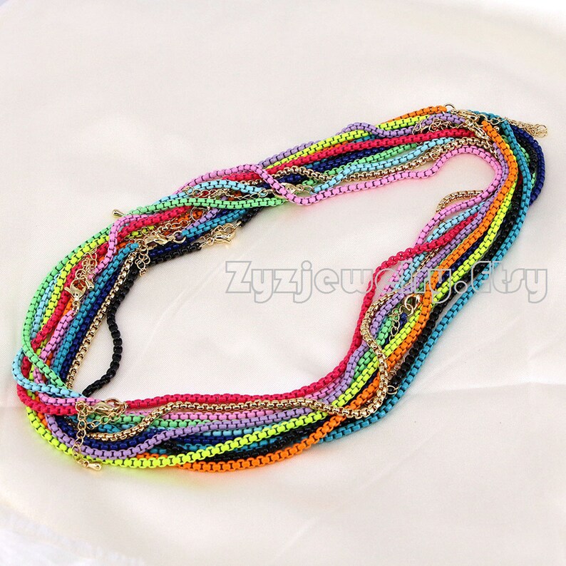 5PCS Enamel Box Chain Necklace DIY Jewelry Findings Making | Etsy