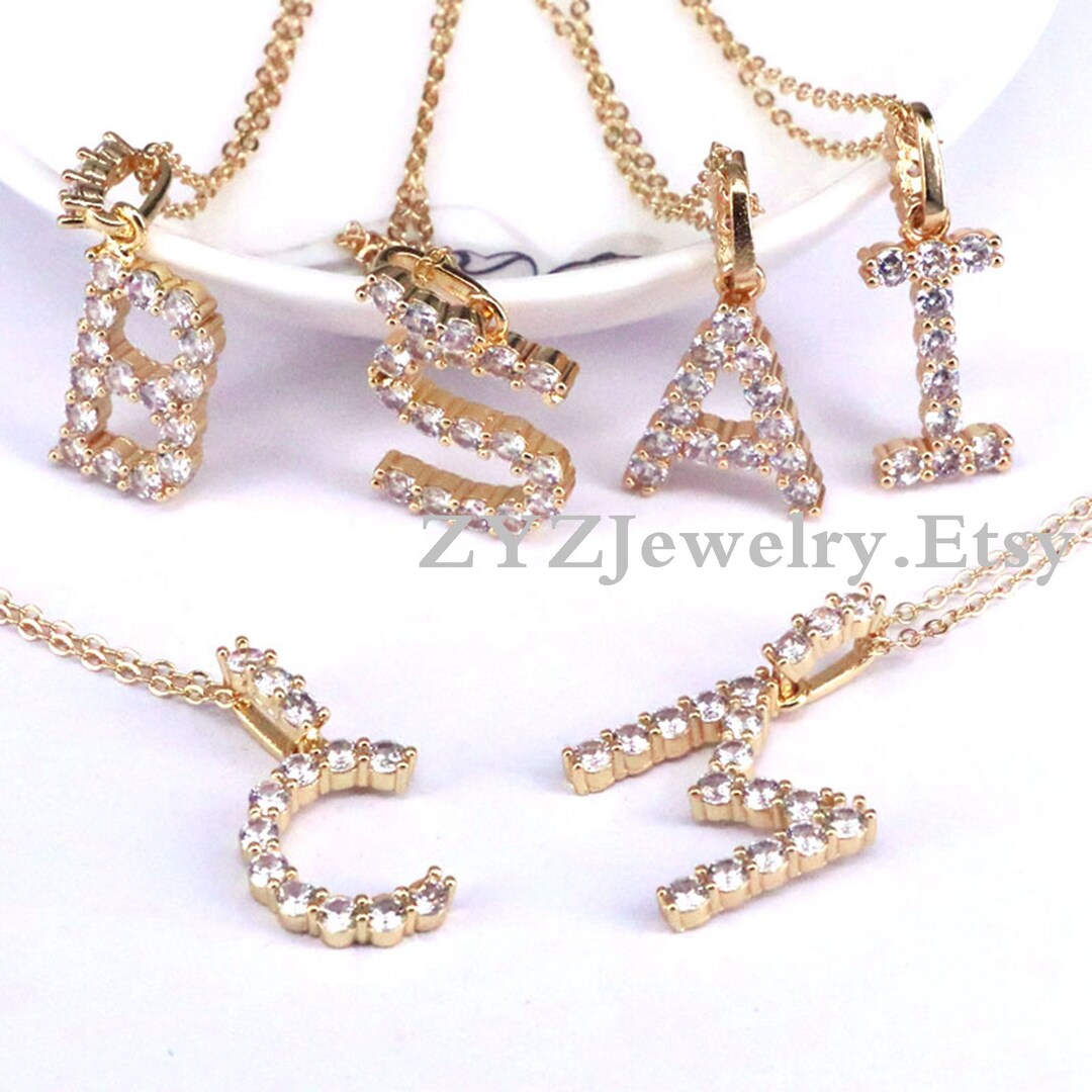 5PCS Gold Color Initial Charm Letter Necklace Gold Color - Etsy