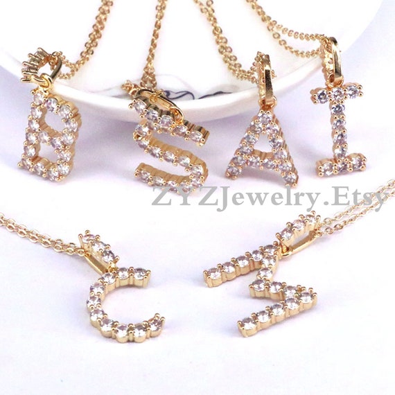 5PCS Gold Color Initial Charm Letter Necklace Gold Color | Etsy