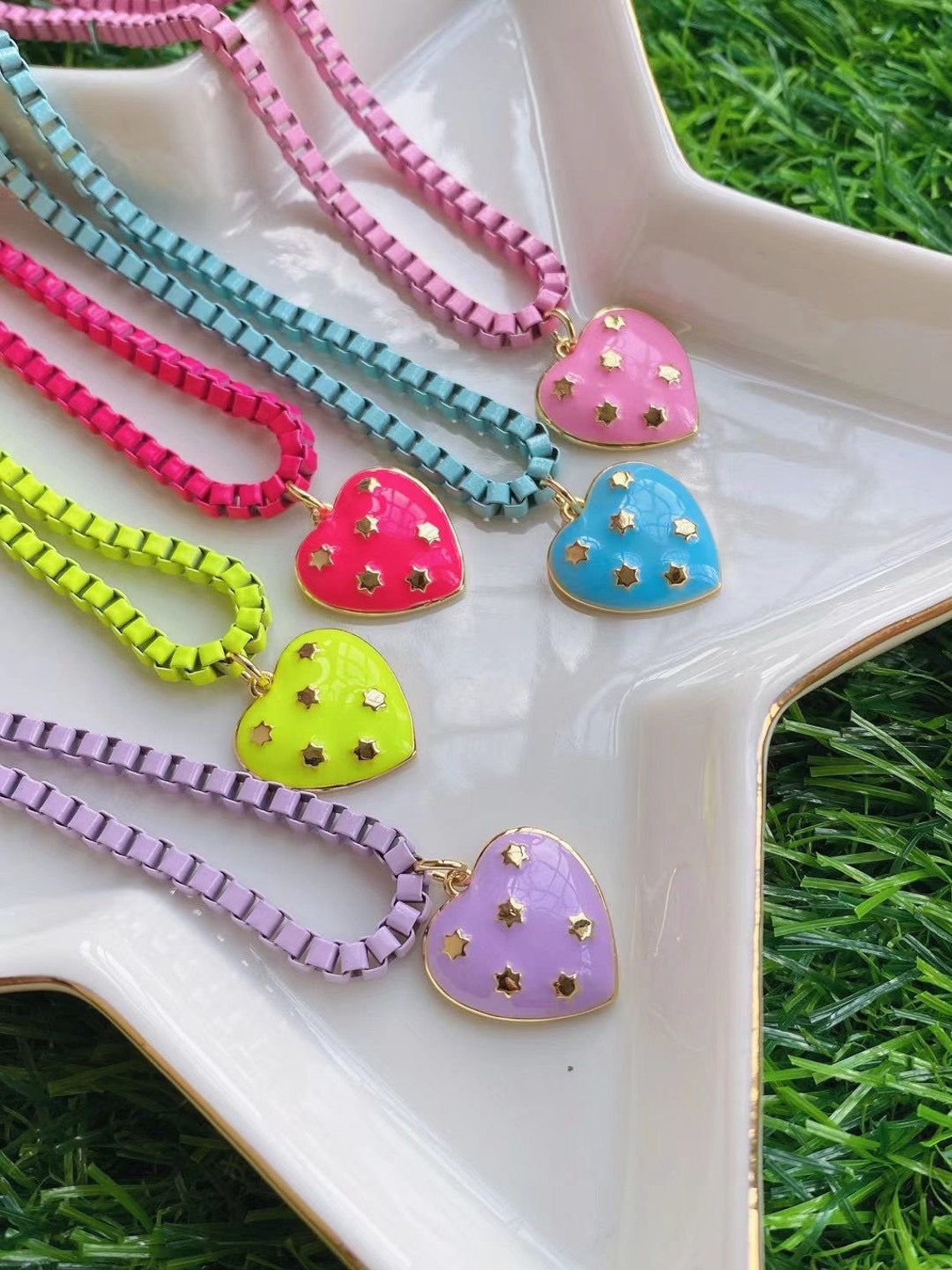 5PCS Colorful Heart Charms for Jewelry Making Enamel Charm - Etsy