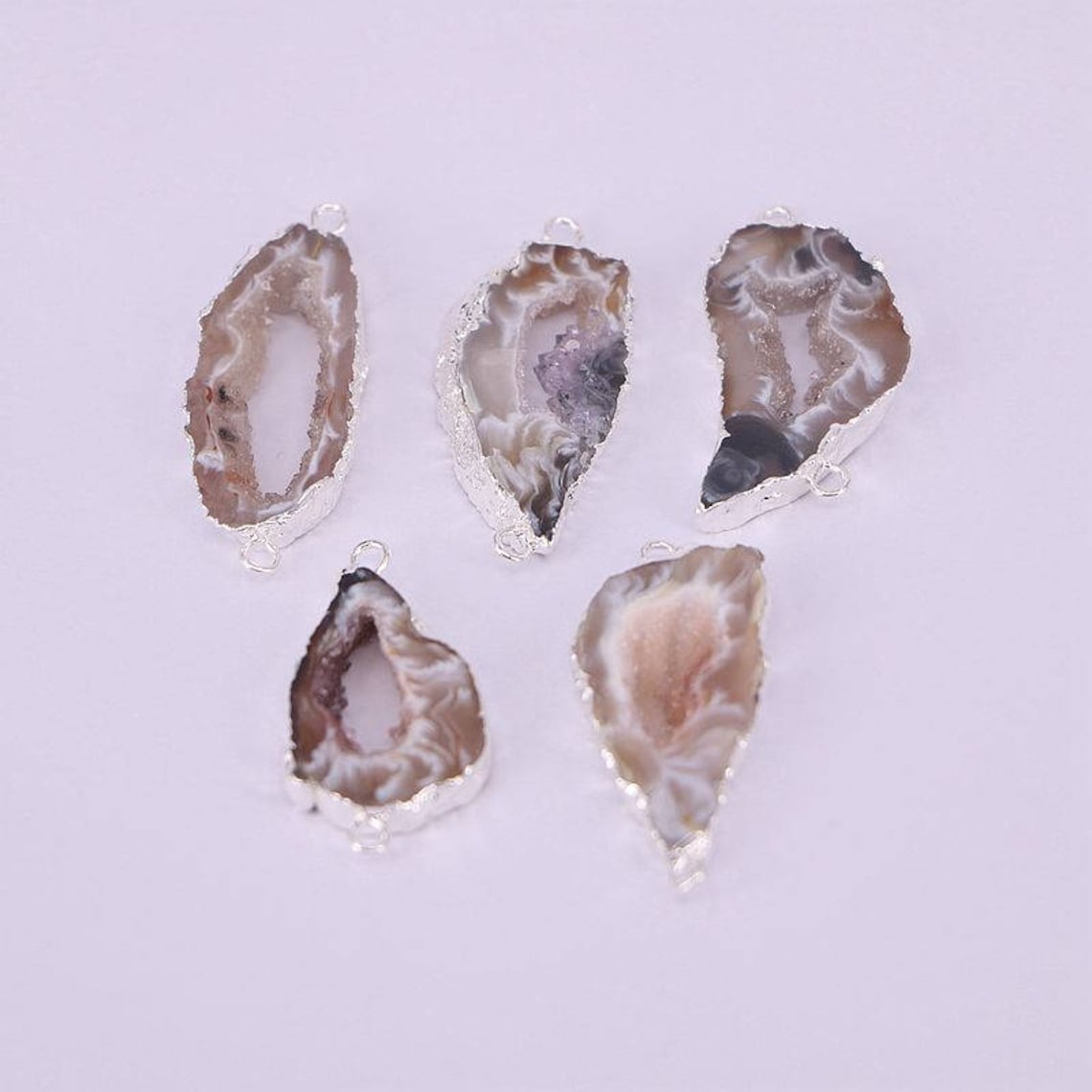 6pcs Nature Beige Color Agate Geode Quartz Gemstone - Etsy