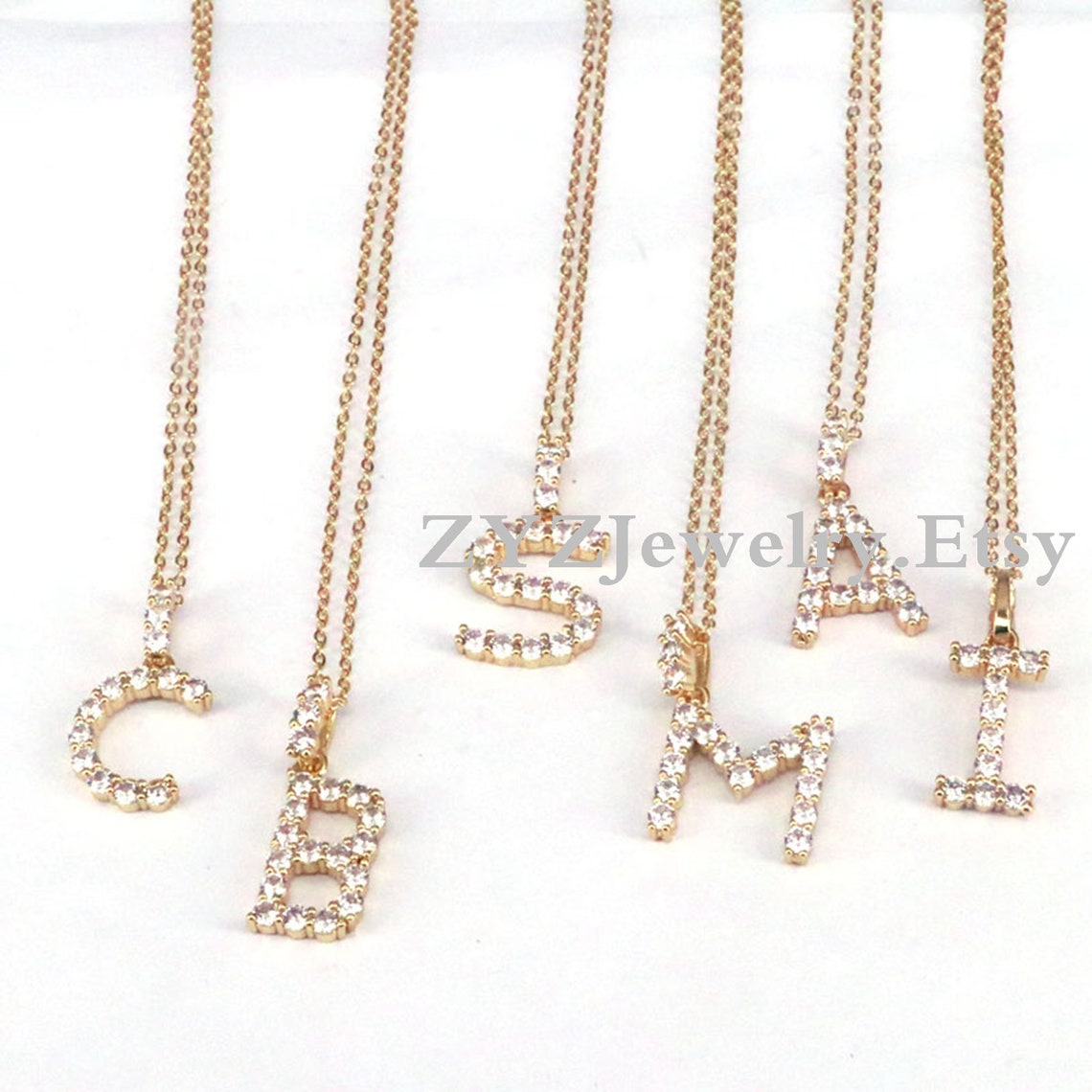 5PCS Gold Color Initial Charm Letter Necklace Gold Color | Etsy