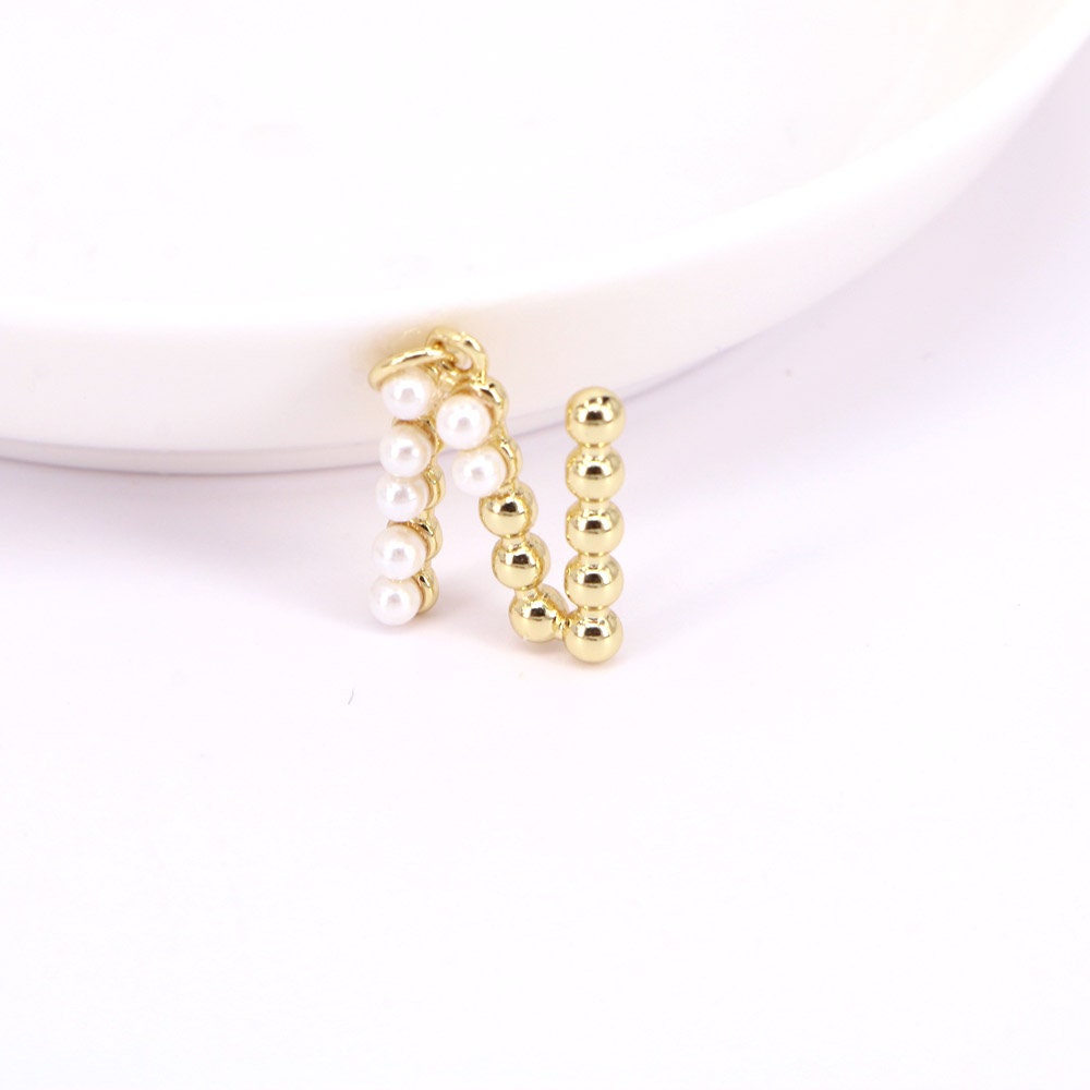10PCS Alphabet Pearl Initial Letter Pearl Initial Charm - Etsy