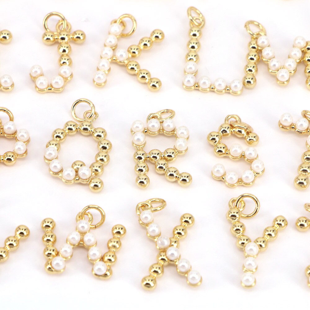 10PCS Alphabet Pearl Initial Letter Pearl Initial Charm - Etsy