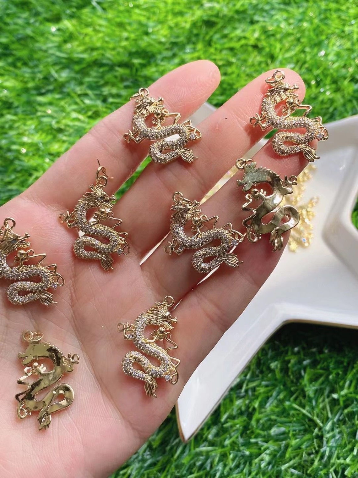 5-10PCS Gold Dragon Protect Charms Pendant Shiny Gold Color - Etsy