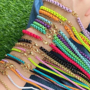 5PCS, Enamel Box Chain Necklace DIY Jewelry Findings Making Men Women ...