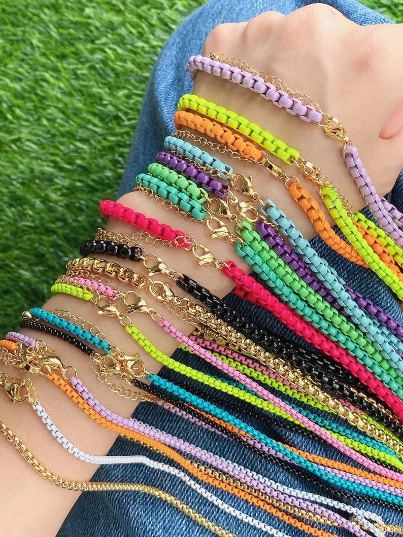 5PCS Enamel Box Chain Necklace DIY Jewelry Findings Making | Etsy