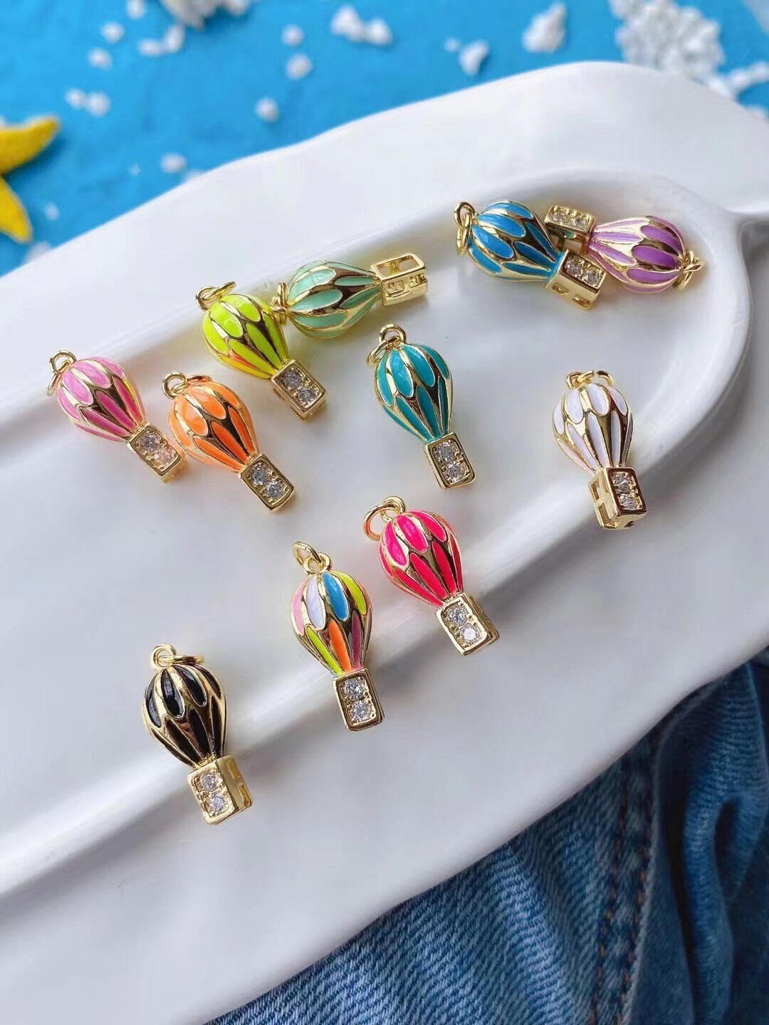 10PCS, Fire Balloon Charms, Enamel Charm, Hot Air Balloon Charms ...