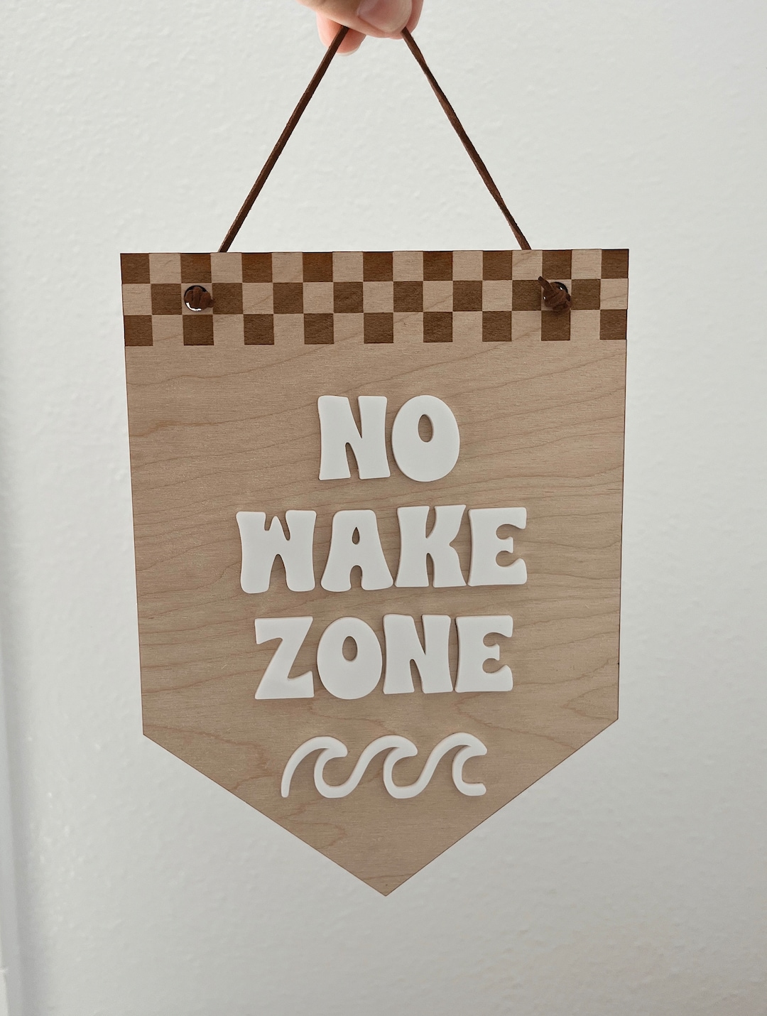 No Wake Zone Wooden Pennant Sign | Nautical Wall Decor | Kids Room Sign ...