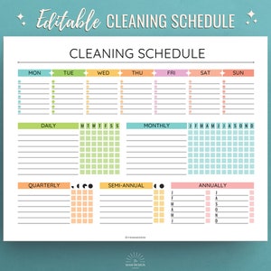 EDITABLE Cleaning Planner, Cleaning Schedule, Cleaning Checklist, ADHD ...