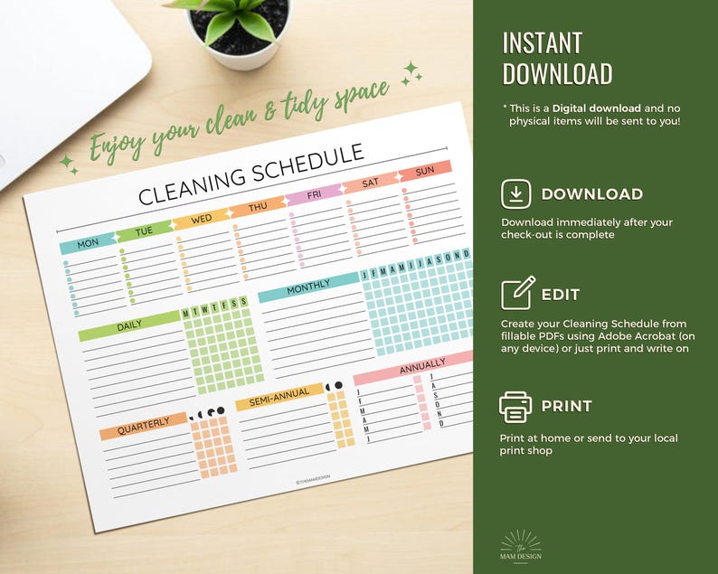 EDITABLE Cleaning Planner, Cleaning Schedule, Cleaning Checklist, ADHD ...