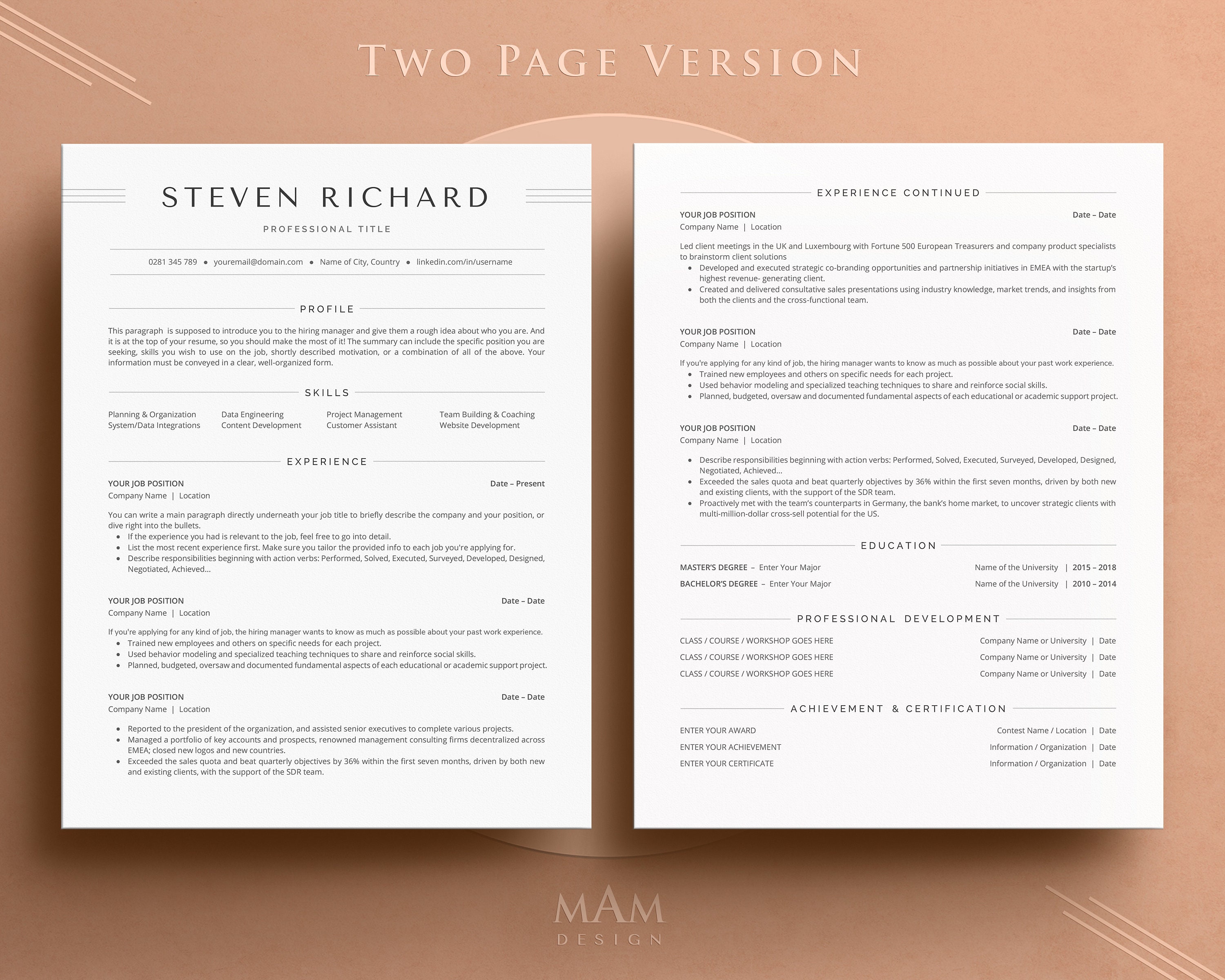 ATS Compatible Resume Template for Microsoft Word, Pages, Google Docs ...