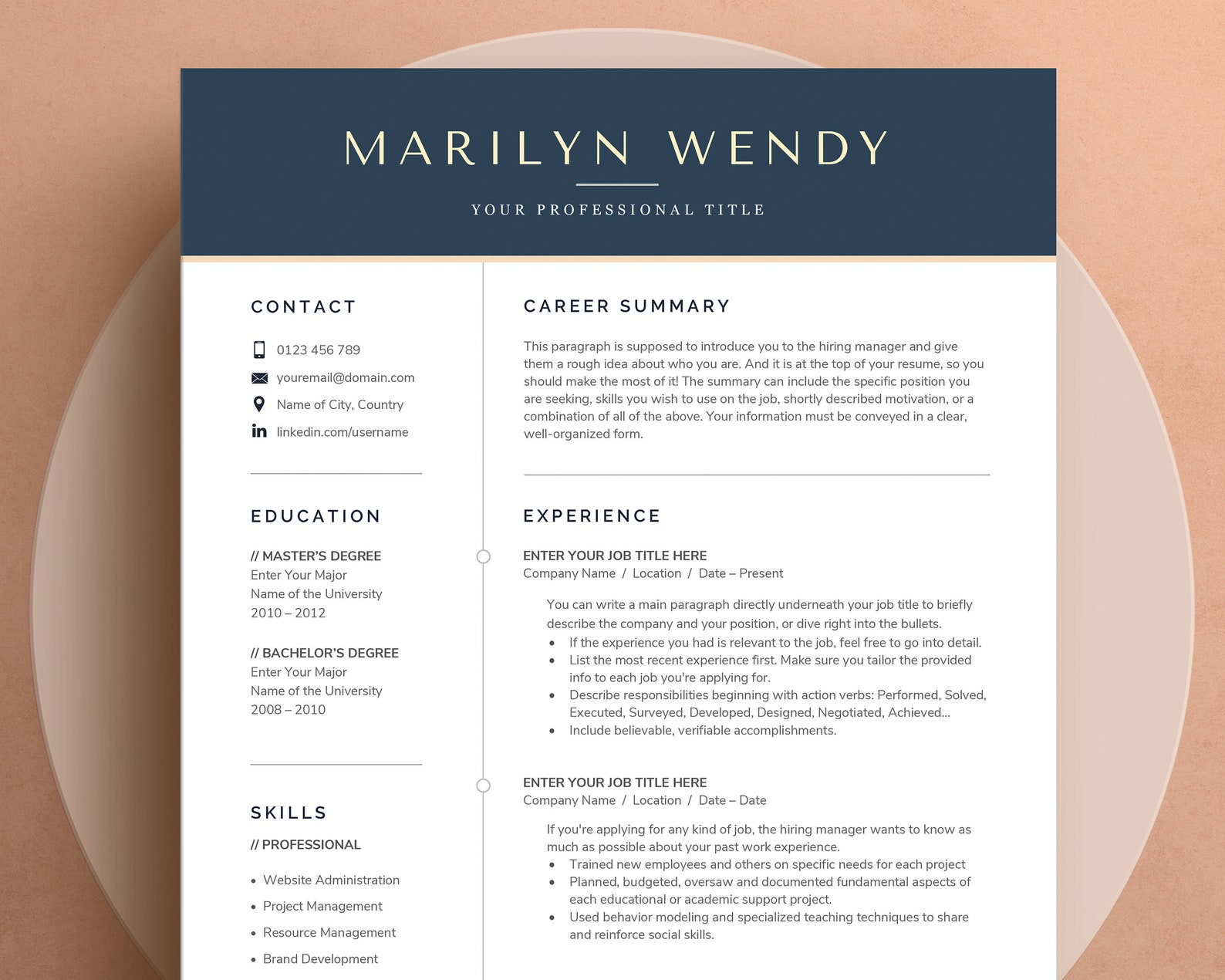 Professional Resume Template With Matching Cover Letter, Modern Resume ...