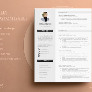 Modern Resume Template With Photo, Resume CV Template for Google Docs ...