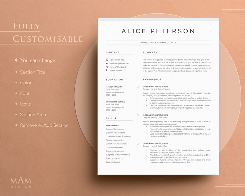 Modern Resume Template With Cover Letter, References (google Docs, Word ...
