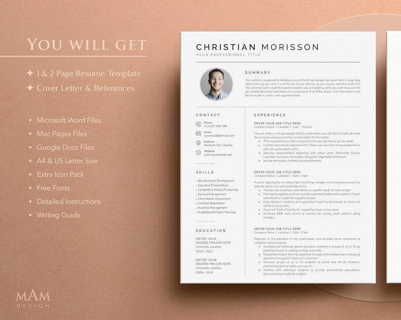 GOOGLE Docs Resume Resume CV Template for Word Mac Pages - Etsy