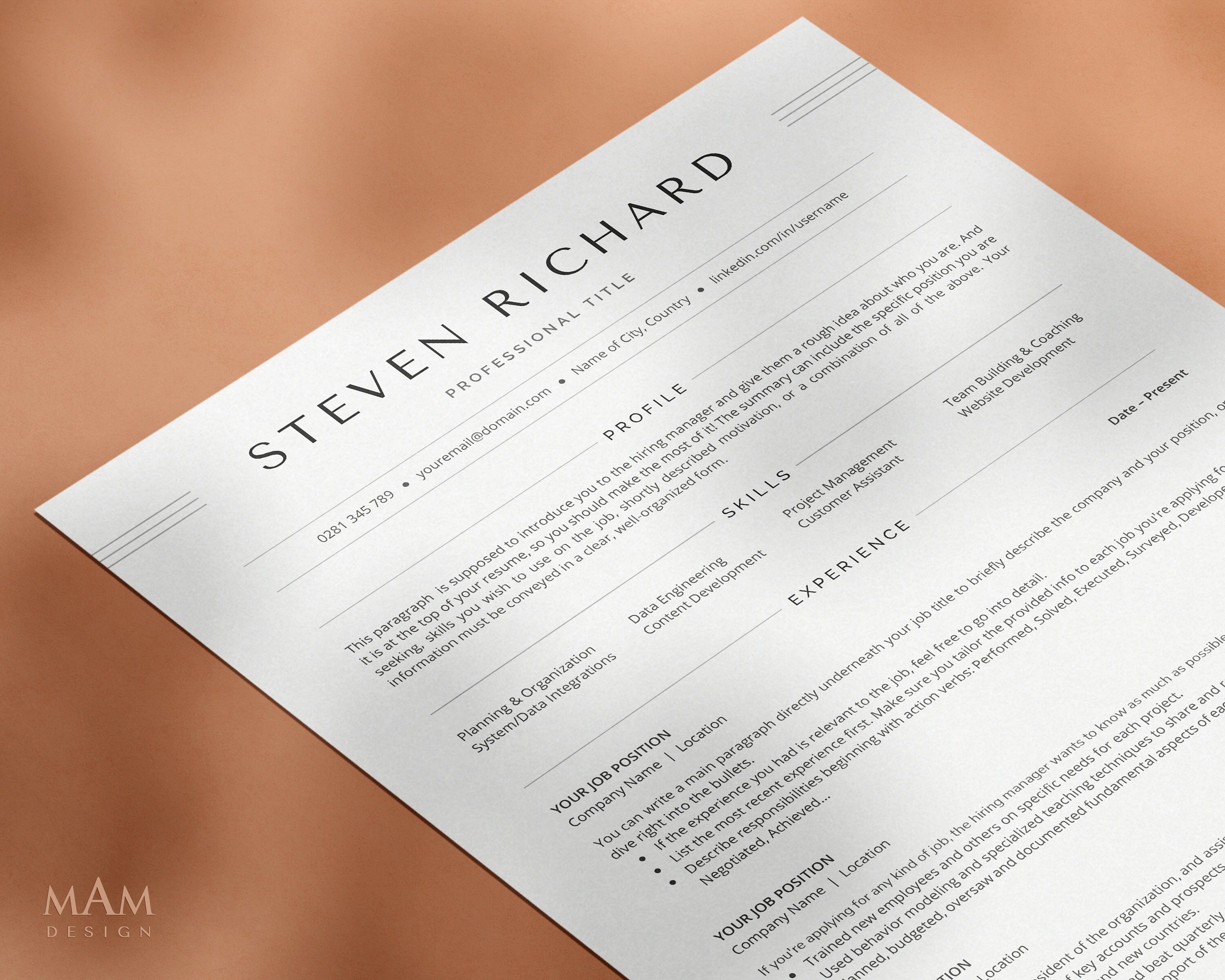 ATS Compatible Resume Template for Microsoft Word, Pages, Google Docs ...
