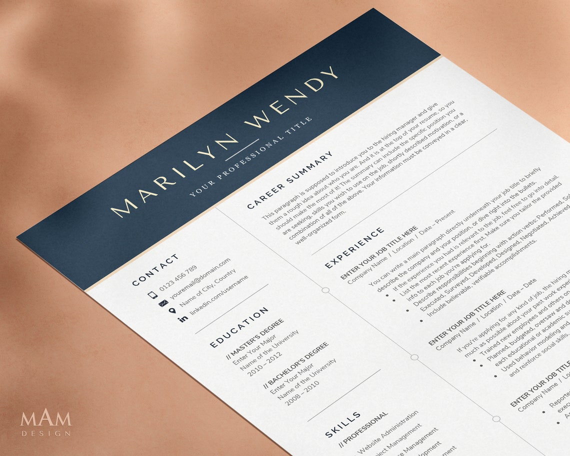 Professional Resume Template With Matching Cover Letter, Modern Resume ...