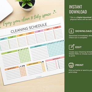 EDITABLE Cleaning Planner, Cleaning Schedule, Cleaning Checklist, ADHD ...