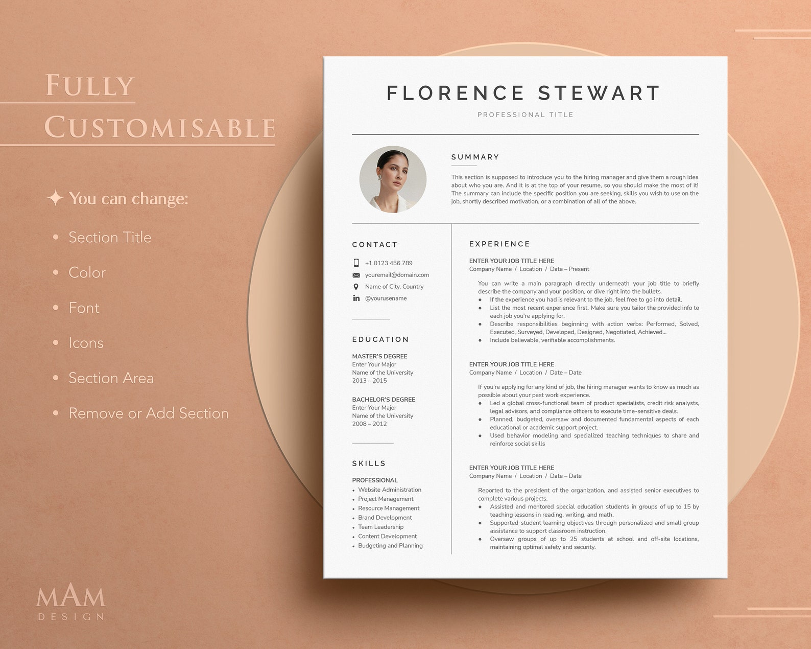 Resume Template With Photo Professional Resume Template for - Etsy