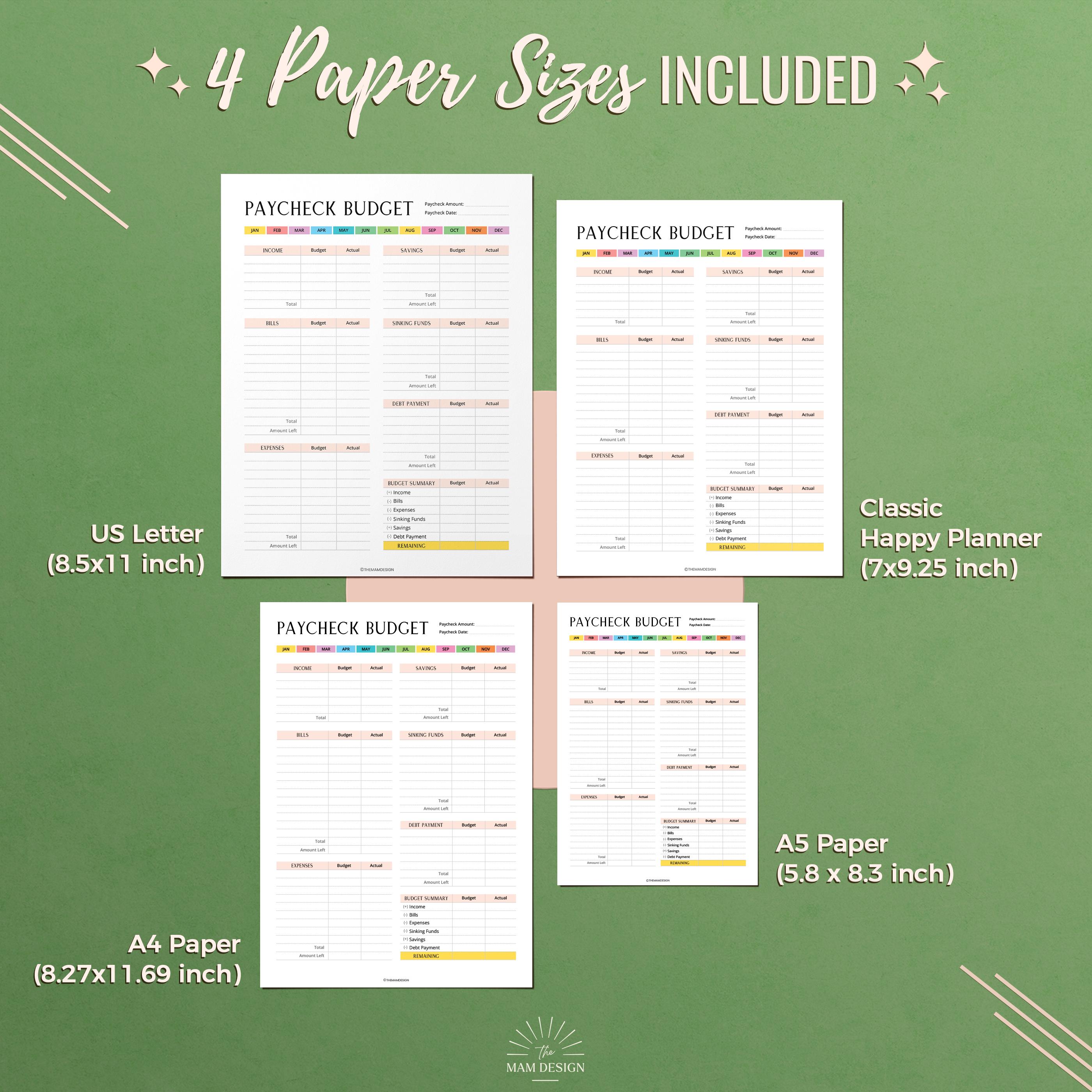 Editable Paycheck Budget Template, Finance Planner (fillable PDF) - Etsy