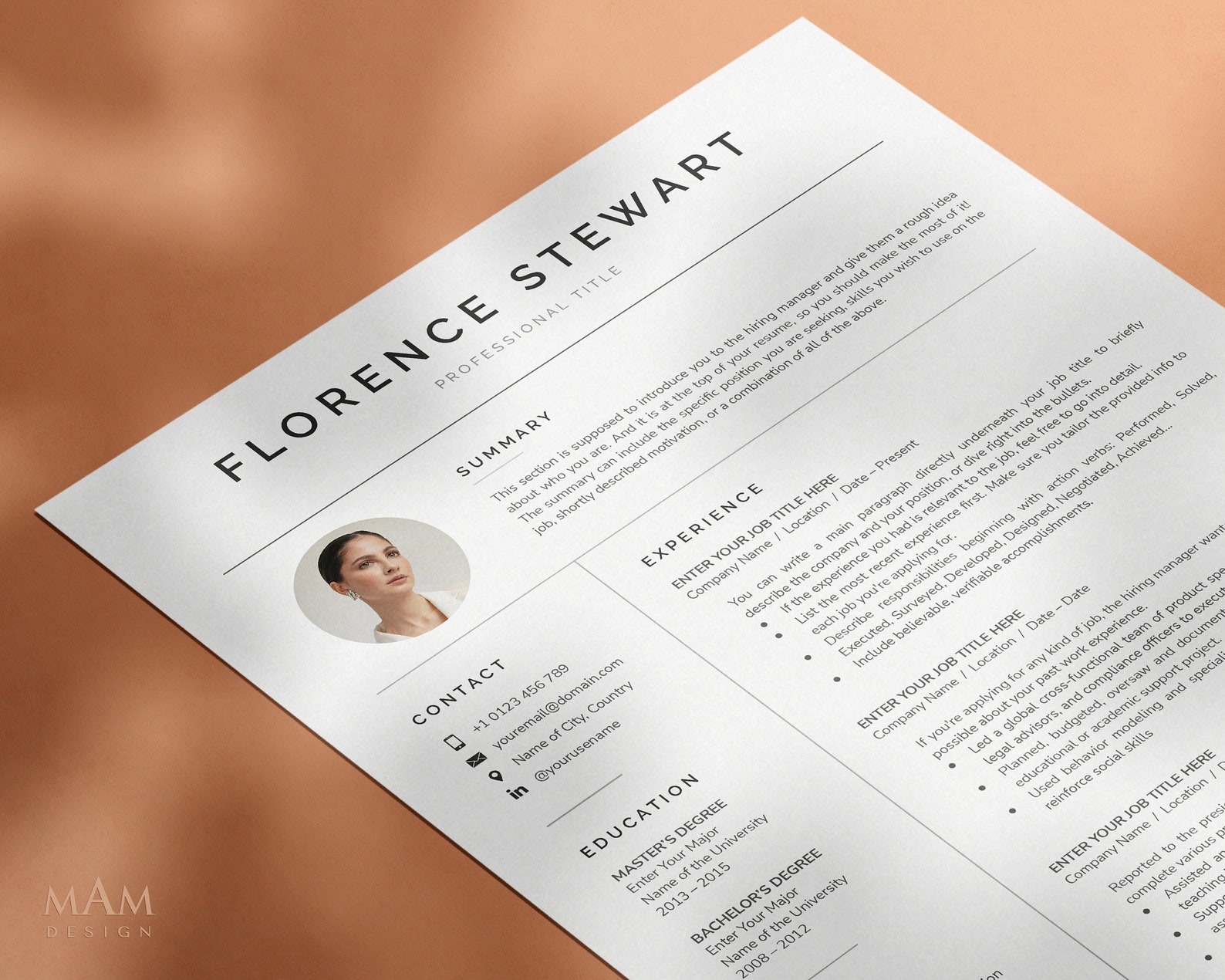 Resume Template With Photo Professional Resume Template for - Etsy
