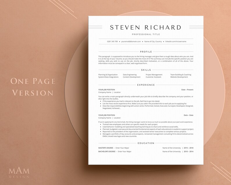 ATS Compatible Resume Template for Microsoft Word, Pages, Google Docs ...