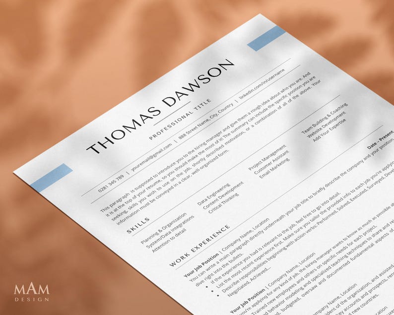 ATS Friendly Resume Template, Modern CV Design (microsoft Word, Pages ...