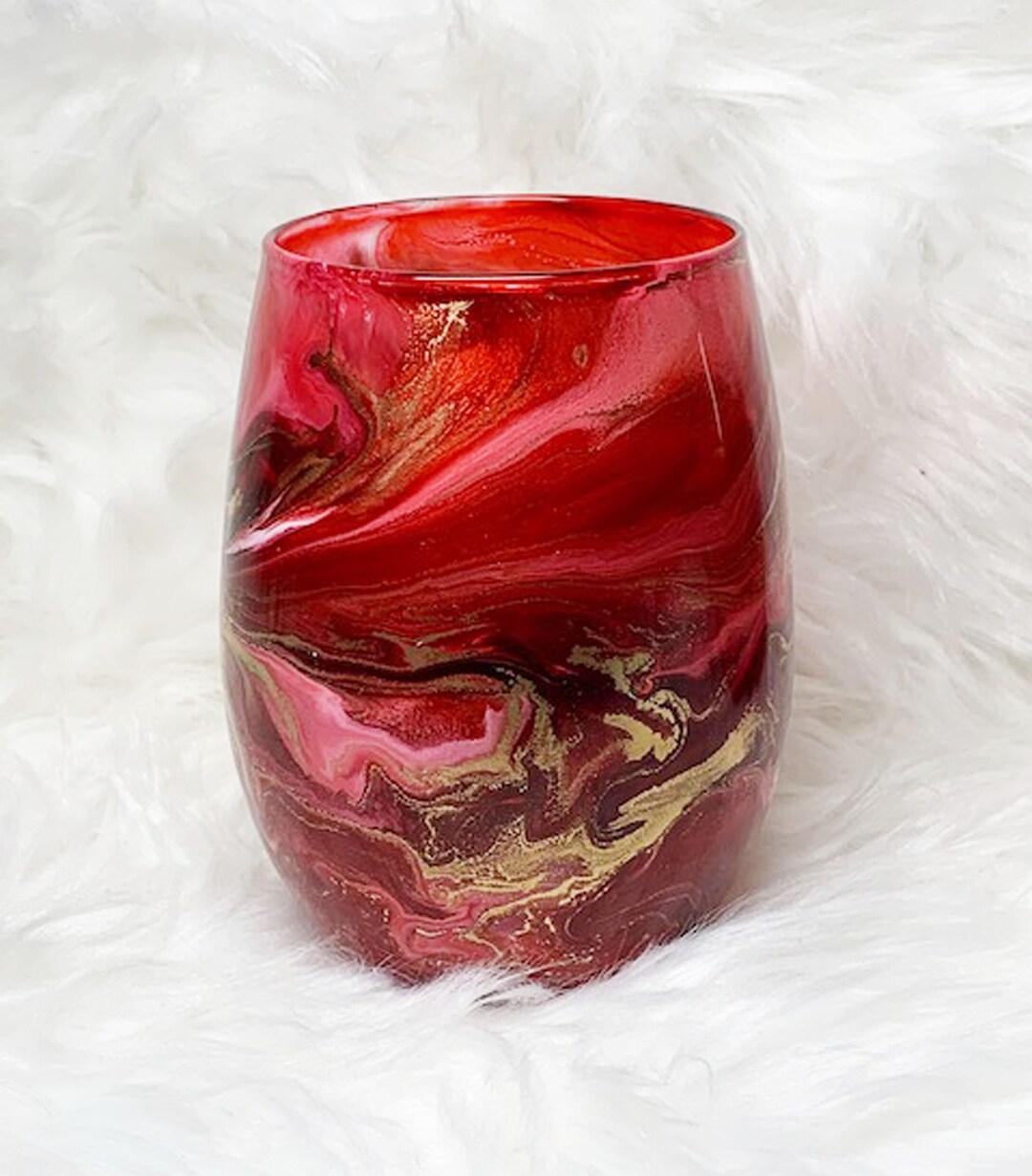 Hand Painted Wine Glasses Red Drinking Glasses Stemless Wine Glasses ...