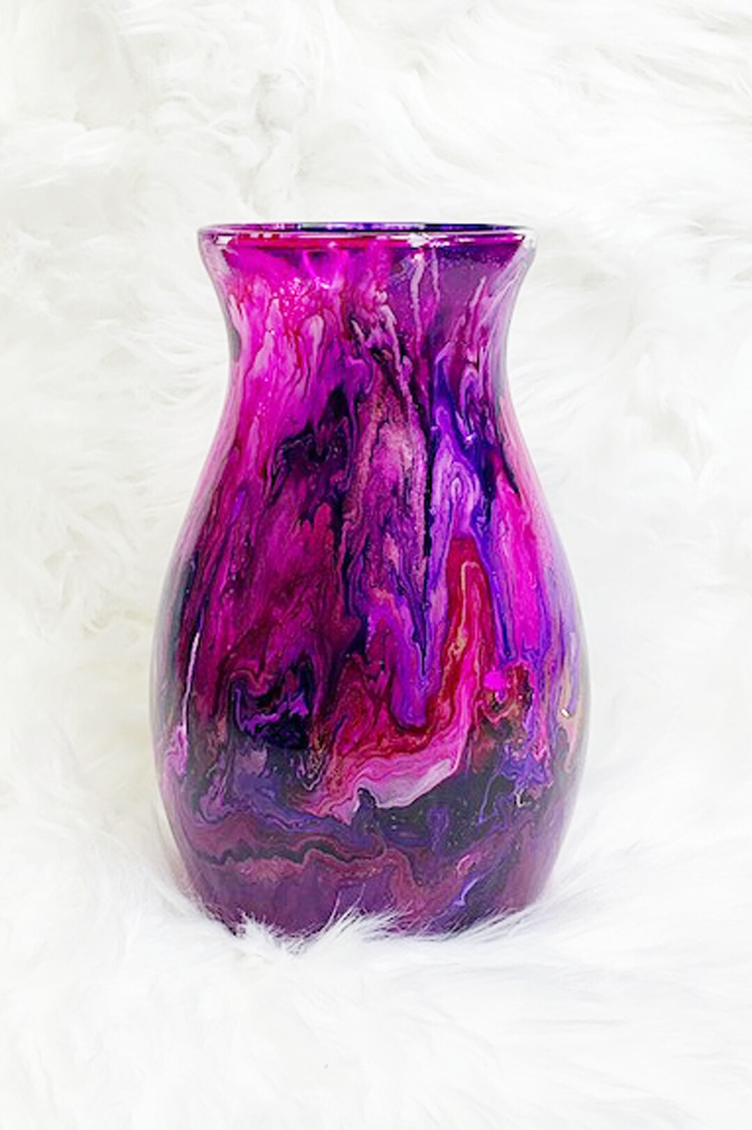Pink and Purple Hand Painted Vase, Resin Art Home Decor, Hot Pink Room ...