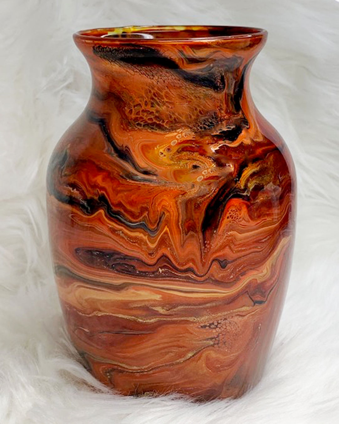 Hand Painted Glass Vase, Vibrant Colorful Accent Piece, Warm Fall ...