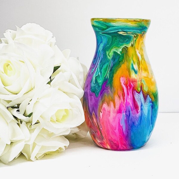 Painted Glass Vase - Etsy