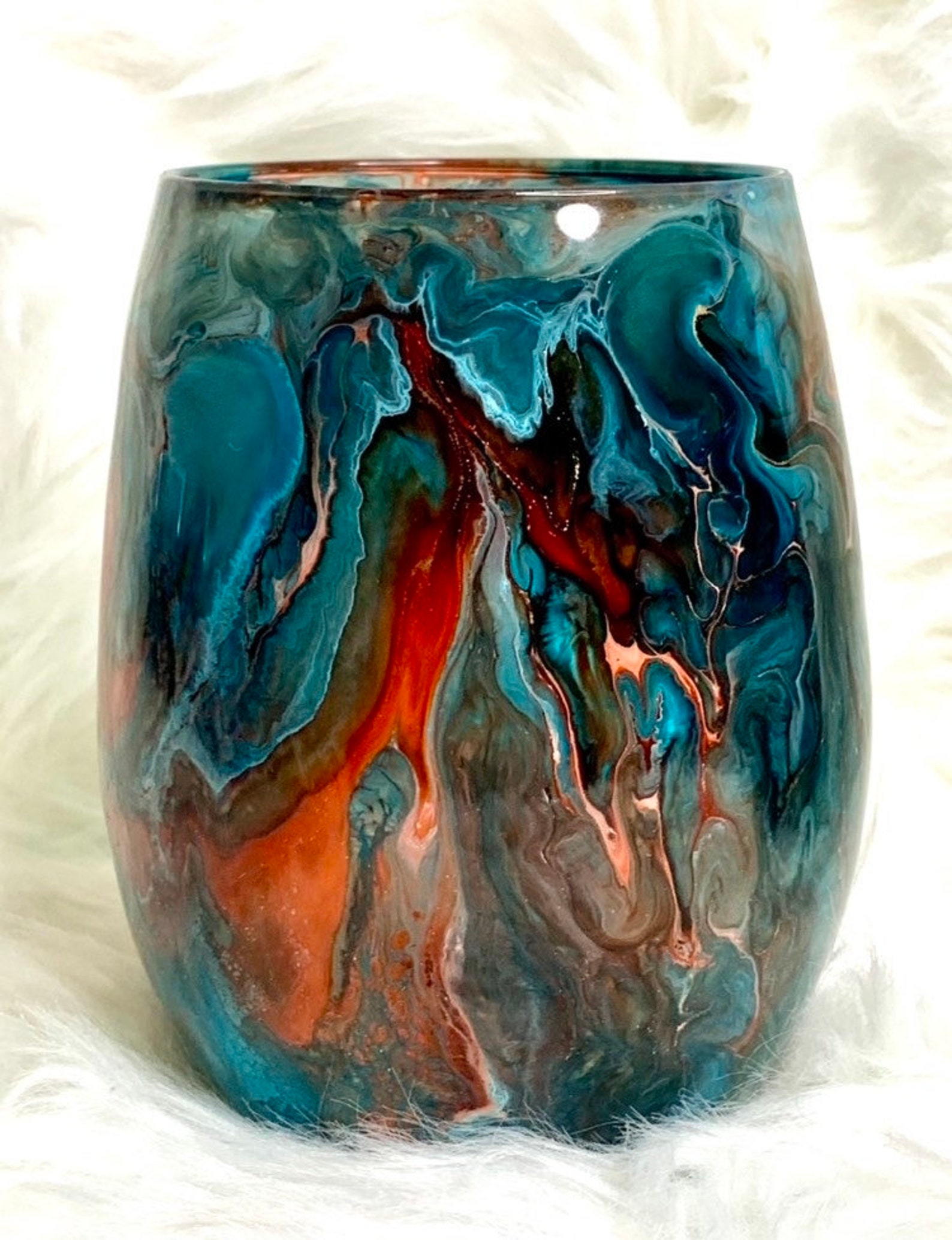 Resin Art Stemless Wine Glasses Unique Colorful Barware - Etsy