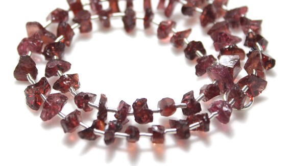 Natural Raw Garnet Rough Stone Beads Crystal Garnet Uncut Beads 50 Pieces Drilling Crystal Gemstone 6 8mm uneven Untreated Raw Gemstone Etsy