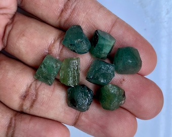 10-13mm Huge Size Raw Emerald Rough Stone, 6pcs Jewelry Raw Gemstone ...