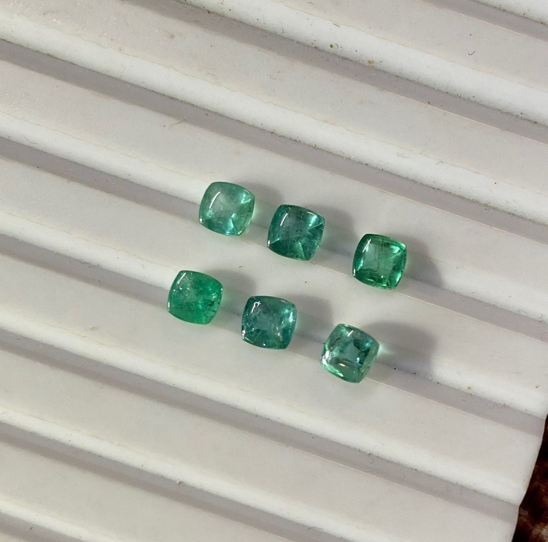 6 Pcs Untreated Zambian Emerald Sugarloaf Cabochon, Green EMERALD ...