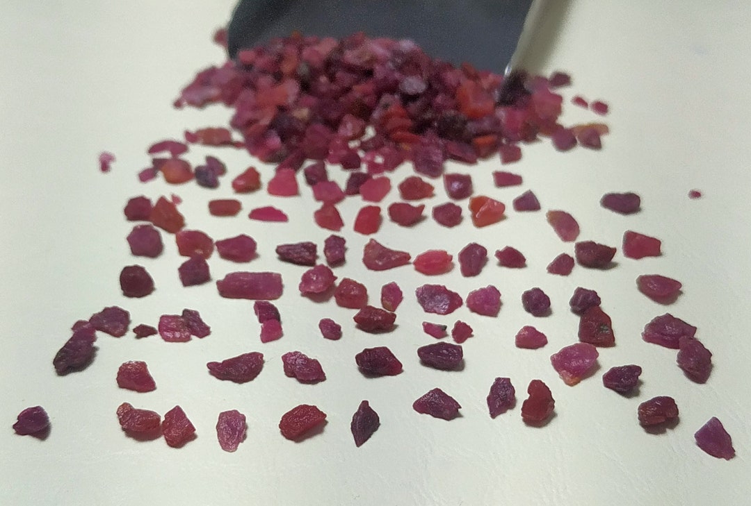 Natural Crystal Ruby Rough Stone, Tiny Size Raw Nuggets Ruby Cheeps ...
