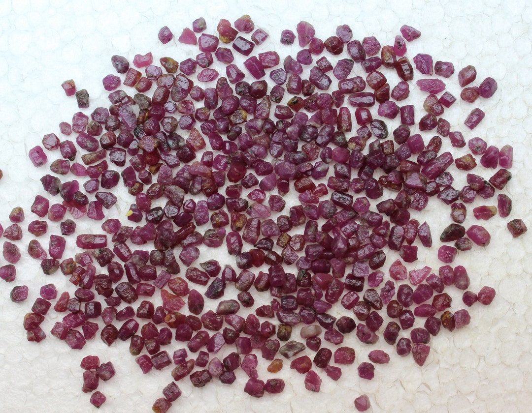 Raw Ruby Rough Gemstone: Natural Uncut Red Crystals (2-3x4mm) - Etsy