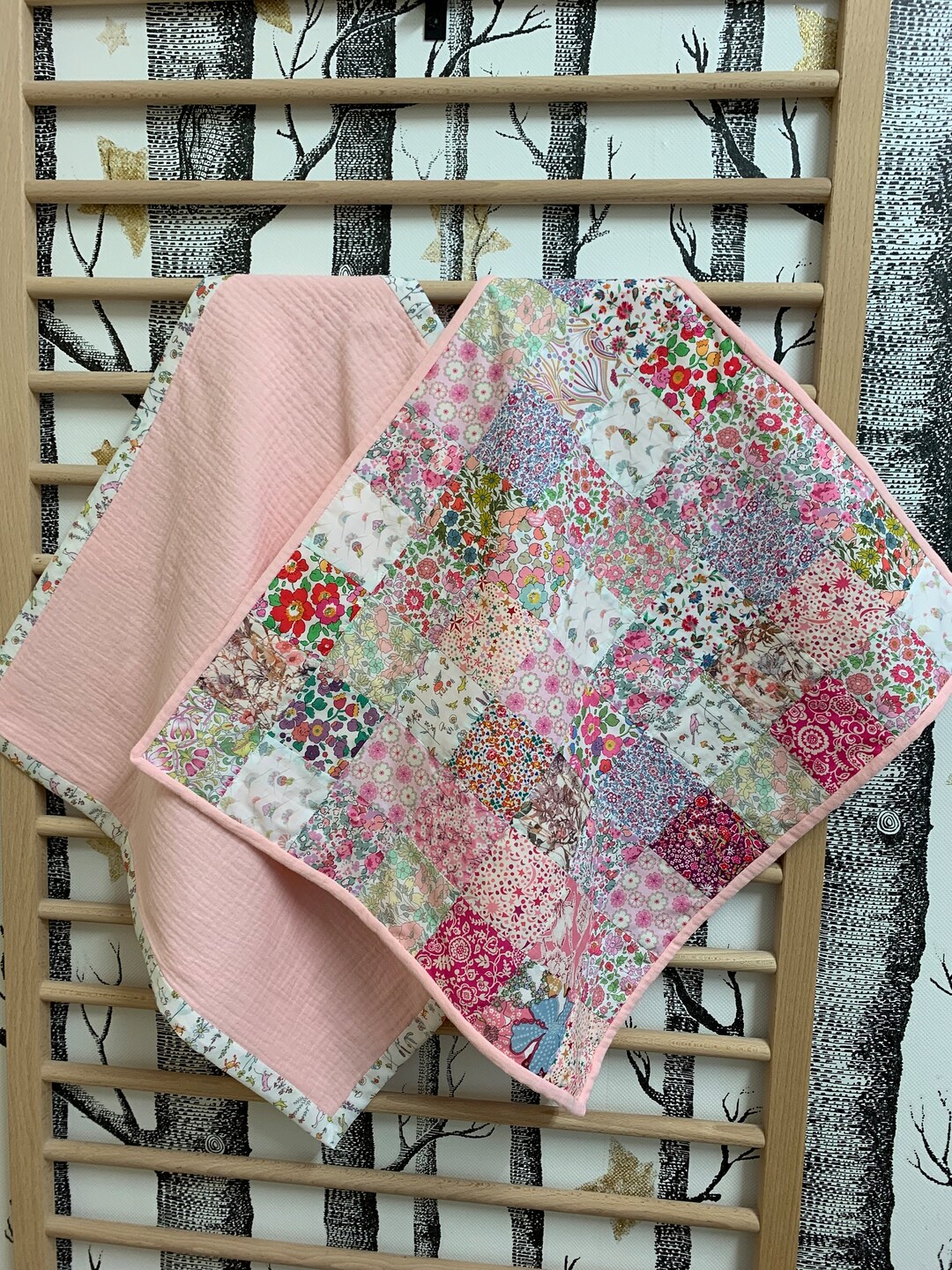 Liberty Tana Lawn Baby Lovey Patchwork & Muslin Small Blankets (20” X ...